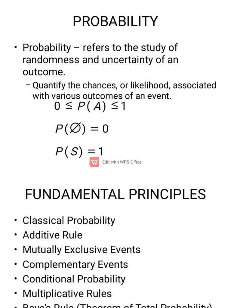 Probability: - Probability - Refers To The Study of Randomness and Uncertainty of An Outcome ...