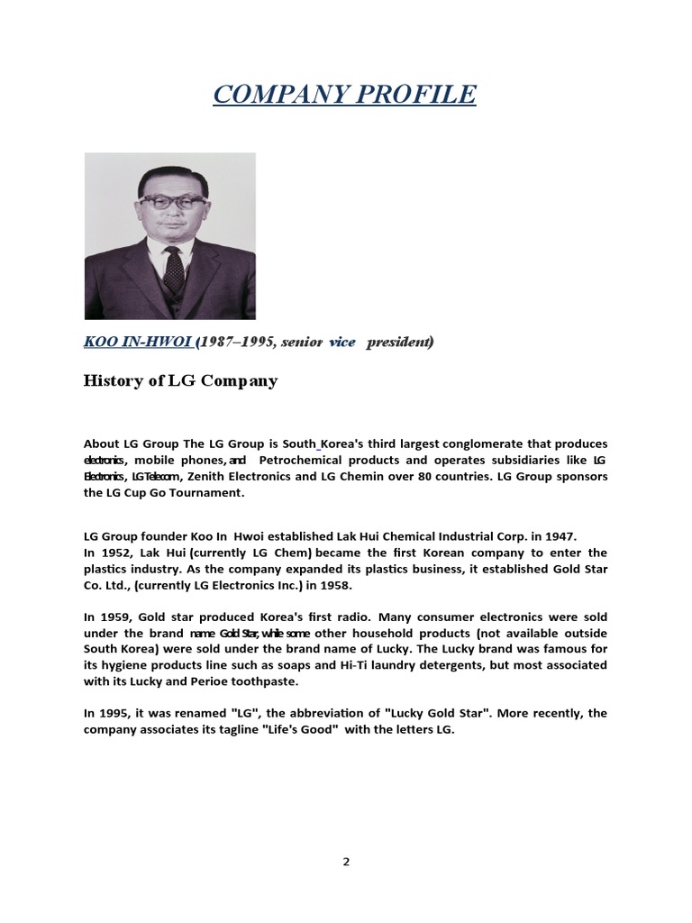 LG Company Profile: History and Products | PDF | Lg Corporation ...