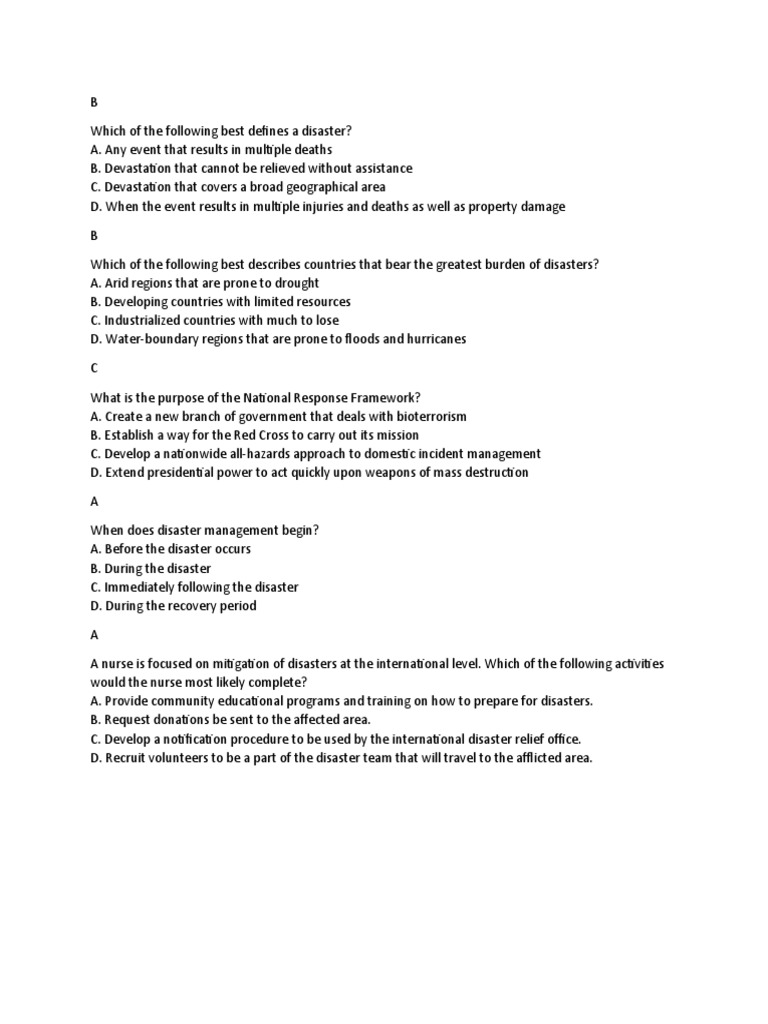 NP1 Disaster 5 Questions | PDF