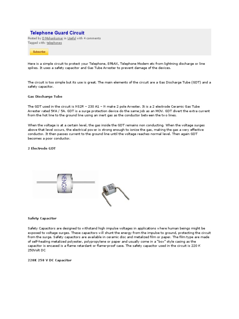 Protect Telephone Lines Lightning Surges | PDF