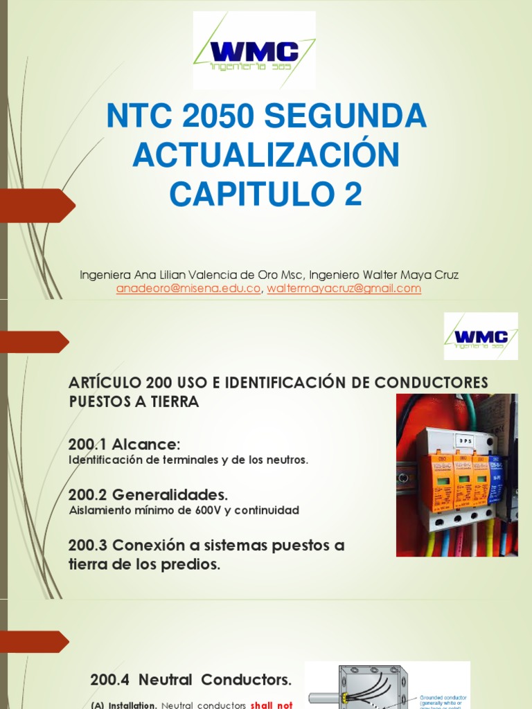 NTC 2050 SEGUNDA ACTUALIZACIÓN CAPITULO 2 Hasta 220 | PDF | Ac Power ...