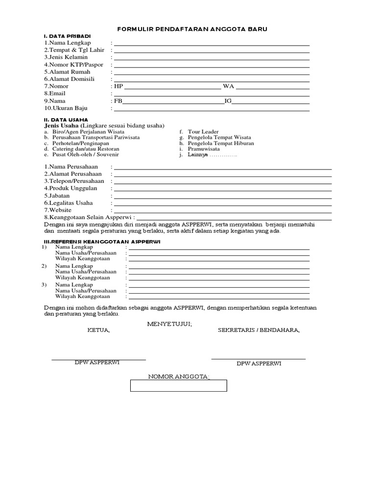 A Formulir Anggota Baru PDF | PDF