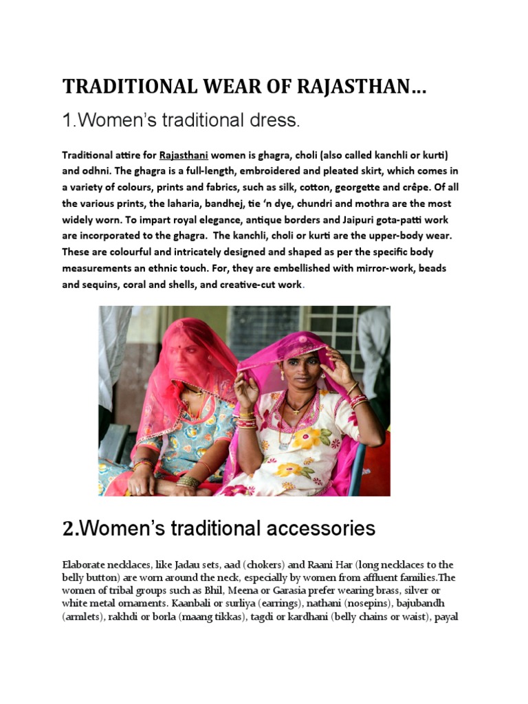 Traditional Wear of Rajasthan | PDF