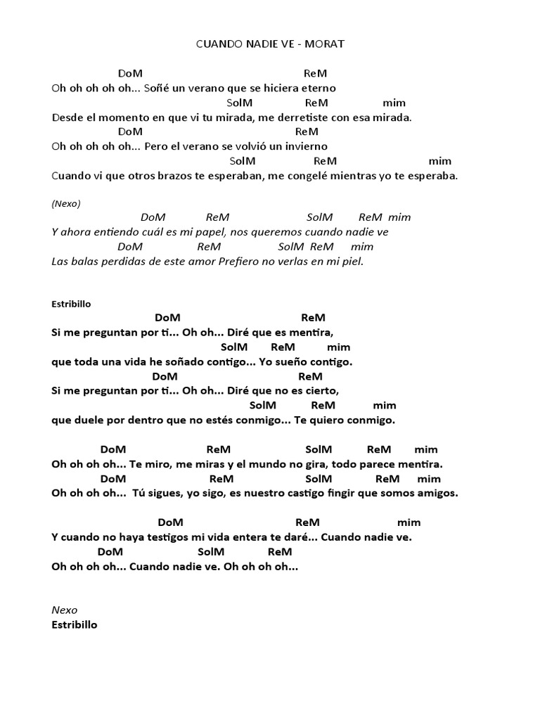 Cuando Nadie Ve - Morat | PDF