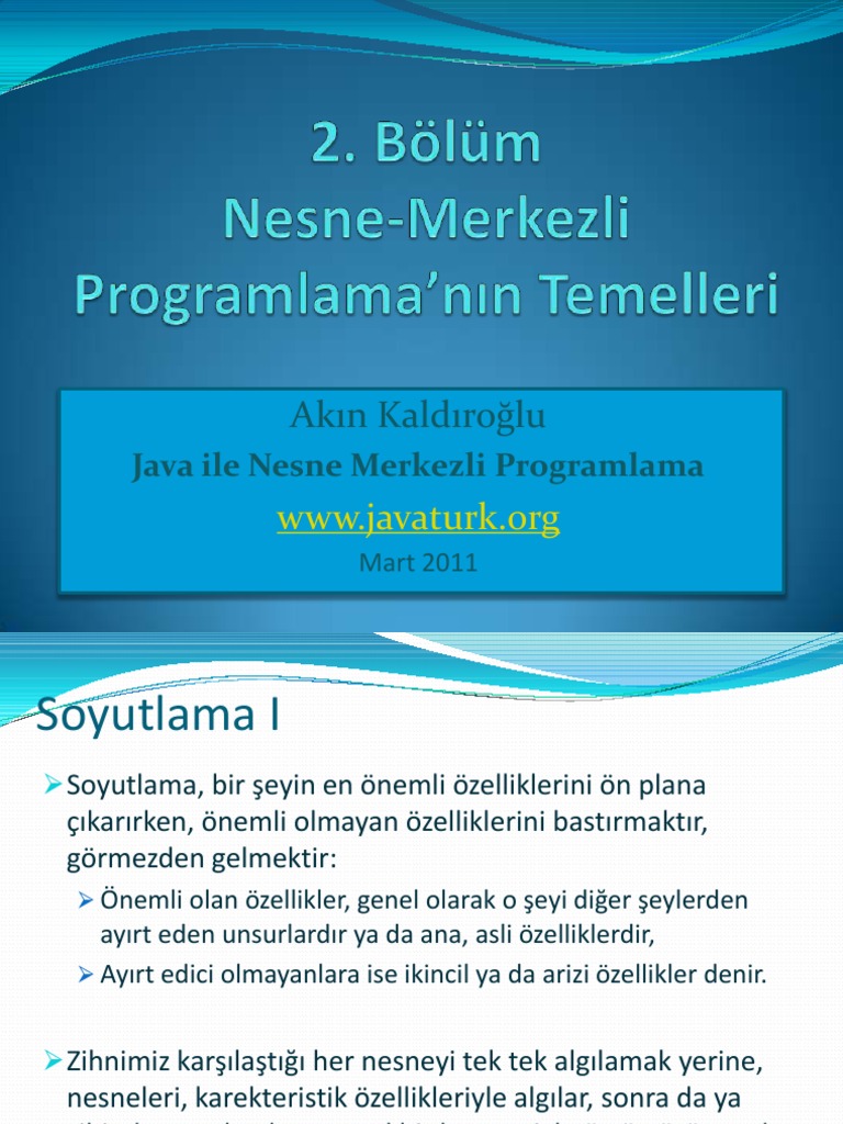 2. Bölüm Nesne-Merkezli Programlama'nın Temelleri | PDF