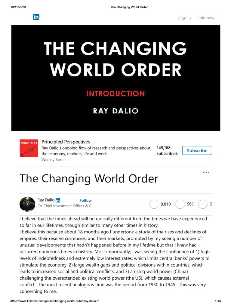 Changing World Order by Ray Dalio | PDF