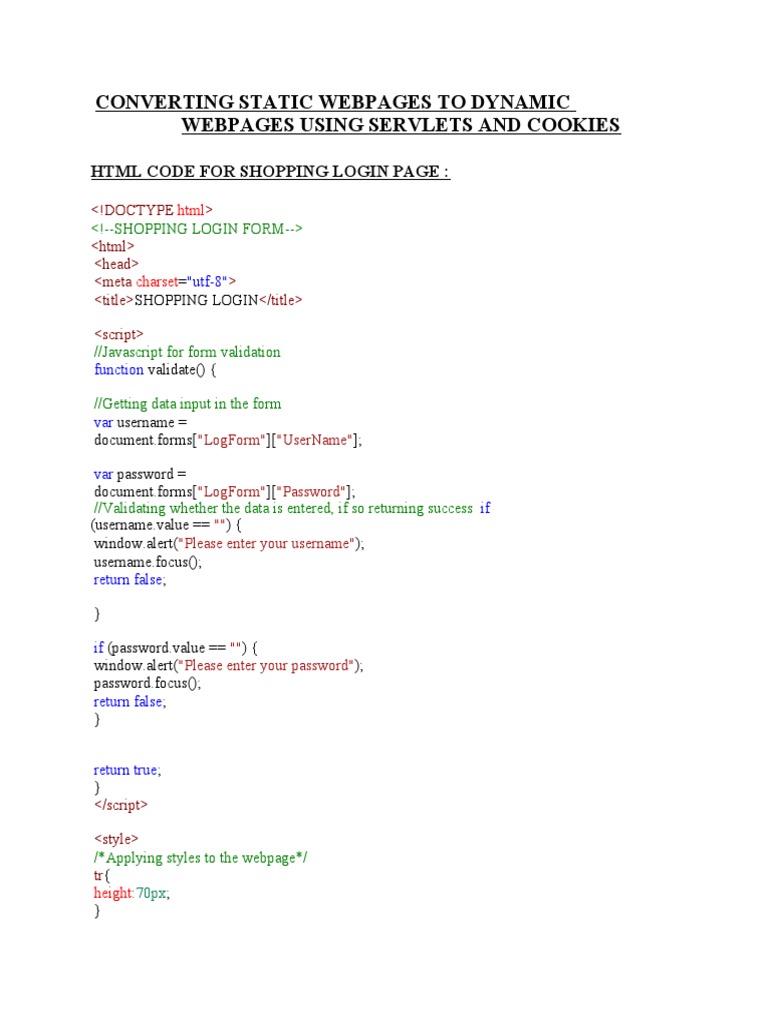 Converting Static Webpages To Dynamic Webpages Using Servlets and ...