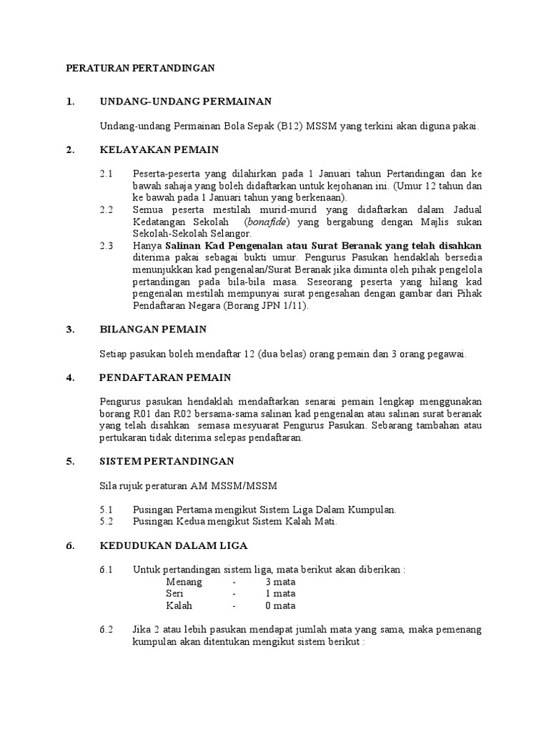 Peraturan Pertandingan | PDF
