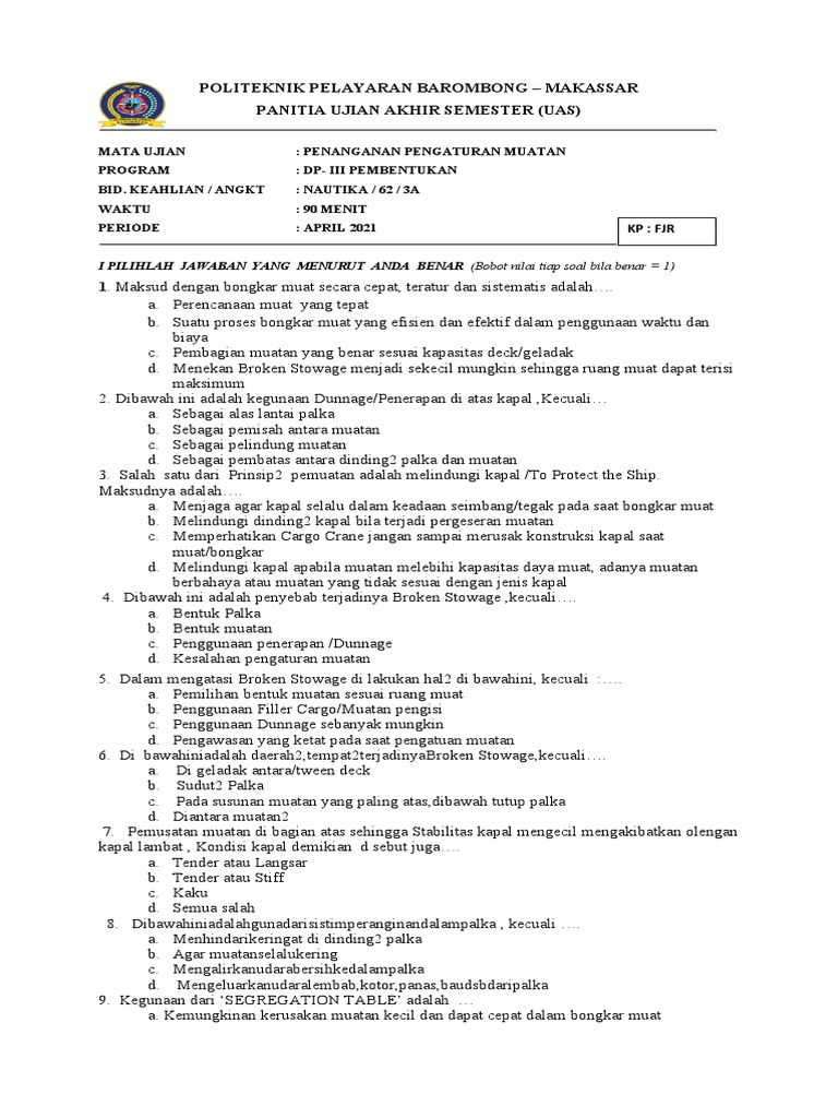 FJR PENANGAN SOAL UAD Memuat DP 3 Pmbentukan | PDF