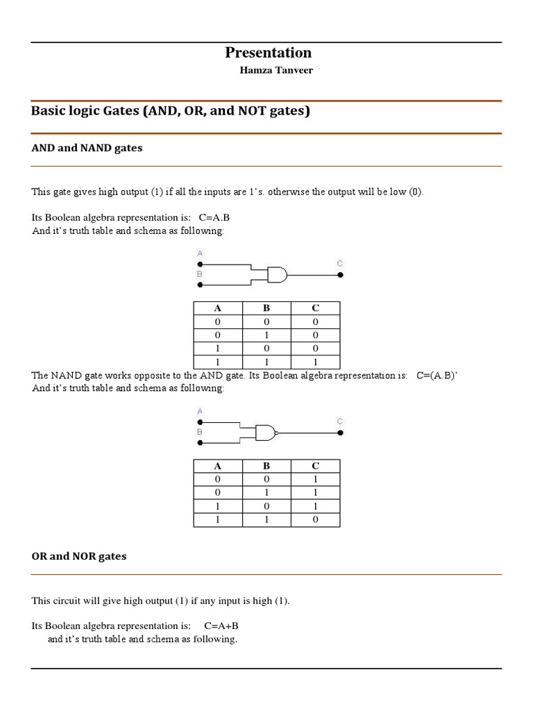 Presentation of Logic Gates | PDF | Logic Gate | Mathematics Of Computing