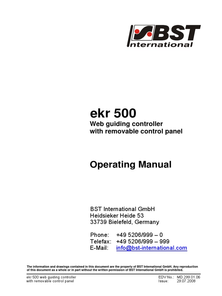 Ekr 500 Web Guiding Controller | PDF | Electrostatic Discharge ...