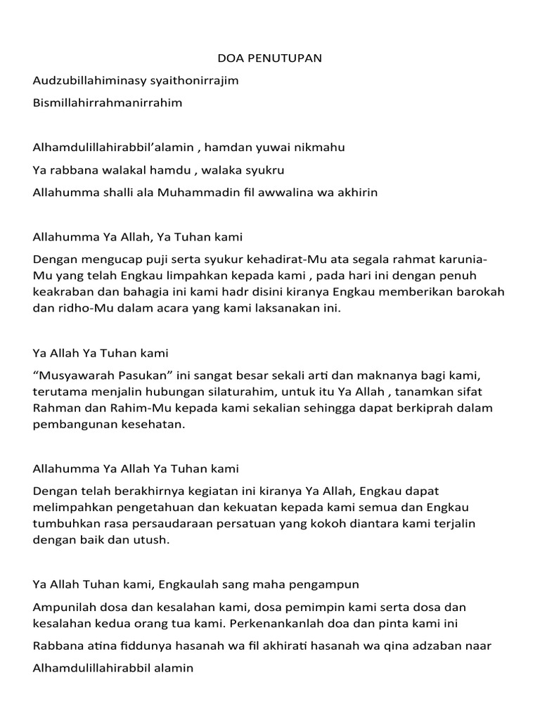 Doa Penutupan | PDF