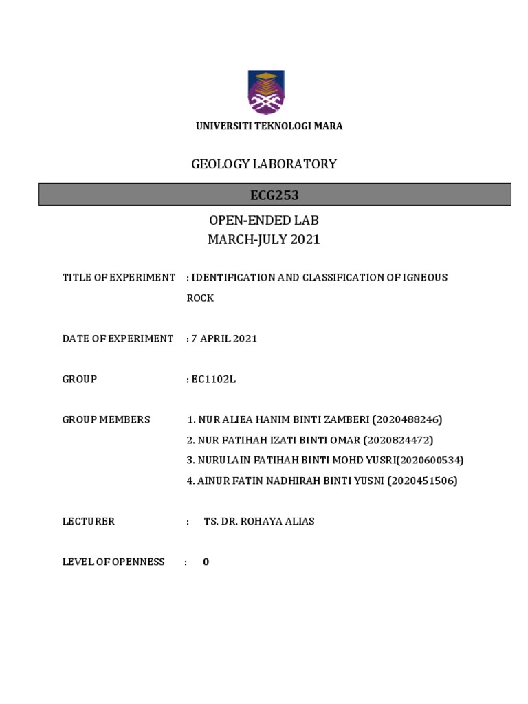 Geology Lab Report 2 | PDF | Igneous Rock | Lava