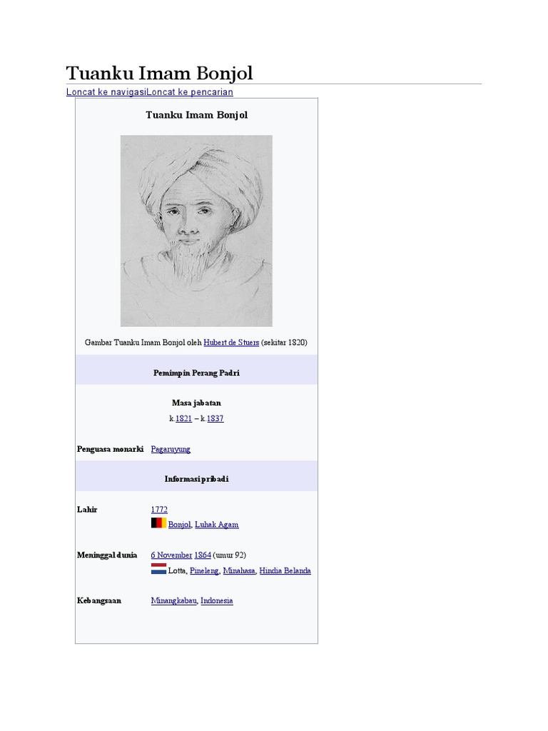 Biografi Tuanku Imam Bonjol | PDF | Sejarah