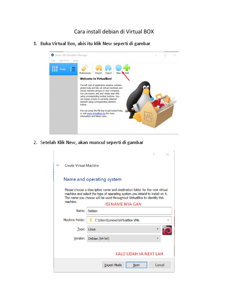 CARA INSTAL DEBIAN DI VIRTUAL BOX | PDF