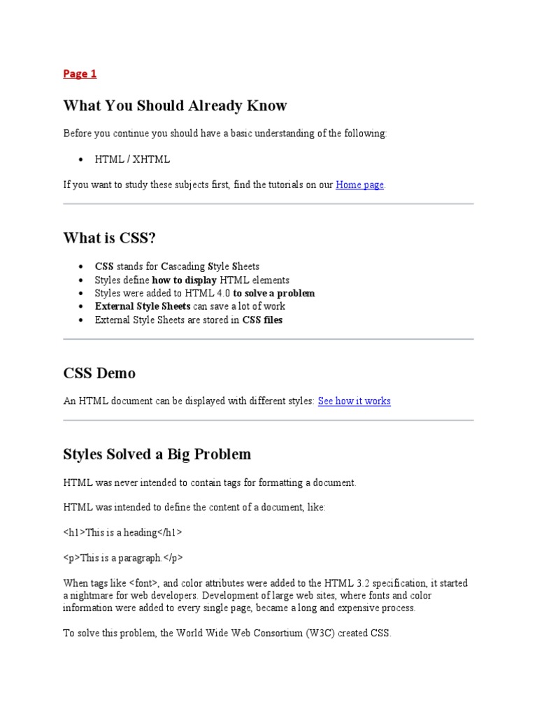 Css Tutorial W3s Pdf Html Html Element 1348