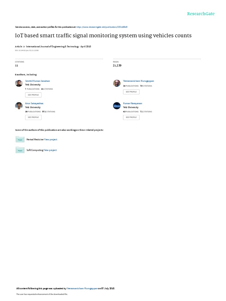 Iot Based Smart Traffic Signal Monitoring System Using Vehicles Counts ...
