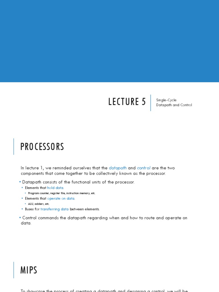 MIPS Single-Cycle Datapath Overview | PDF | Central Processing Unit | Bit