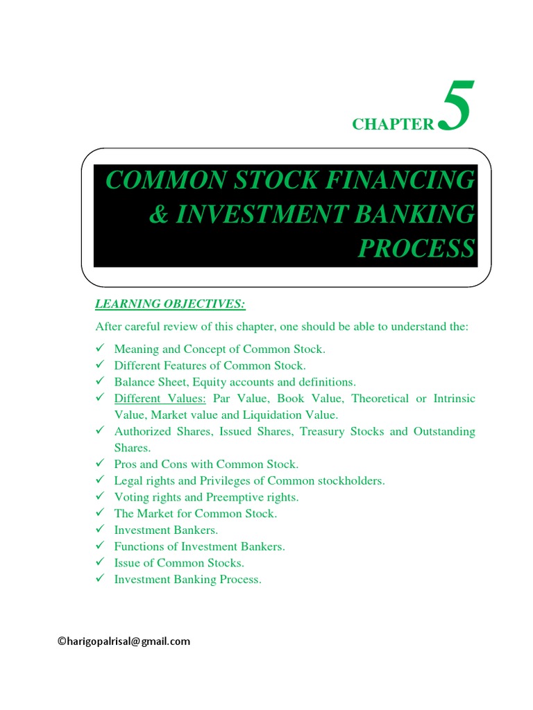 Common Stock Financing | PDF | Treasury Stock | Stocks