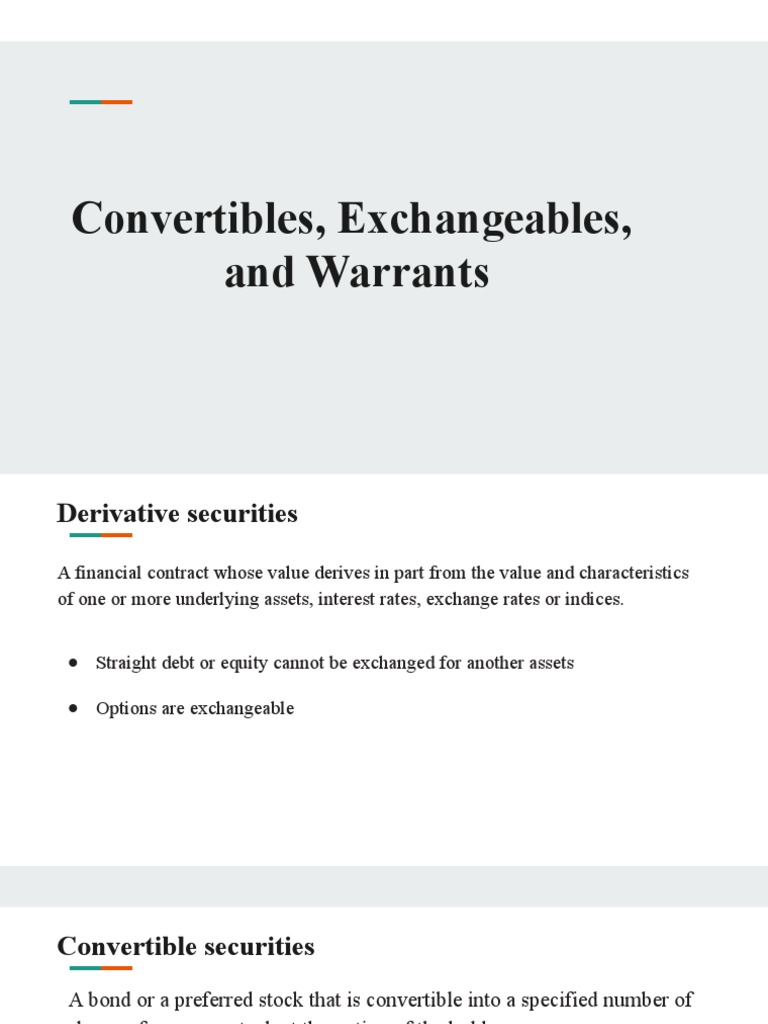 Convertibles, Exchangeables, - and Warrants | PDF | Warrant (Finance ...