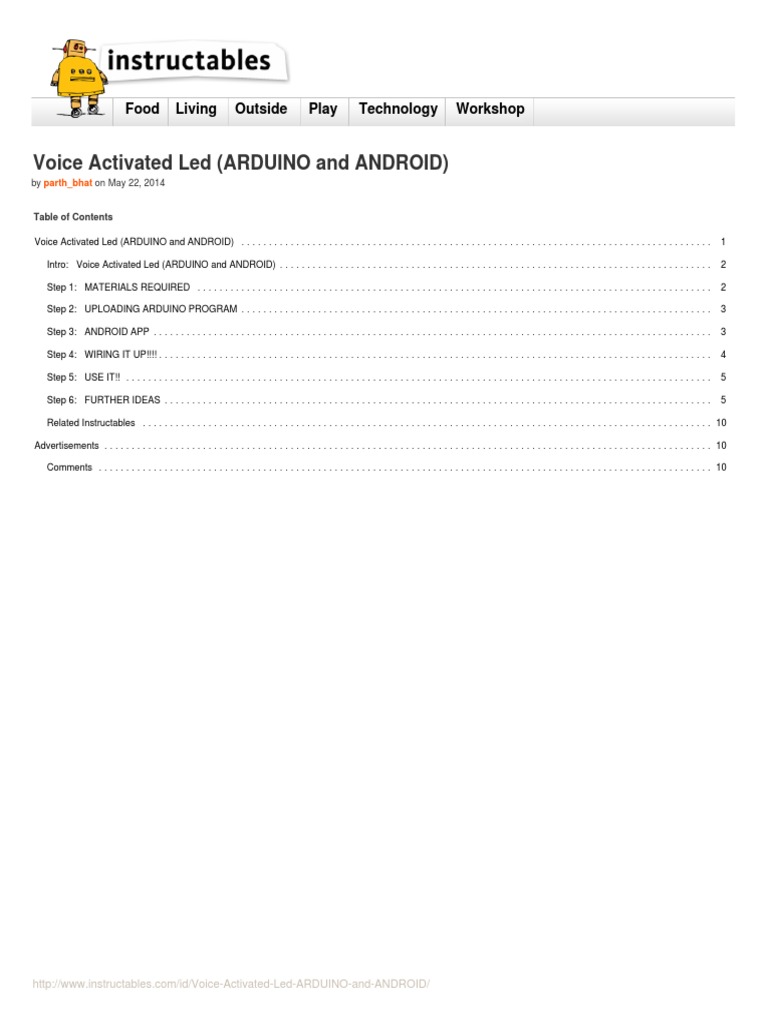 Voice Activated Led Arduino And Android Pdf Arduino Mobile App
