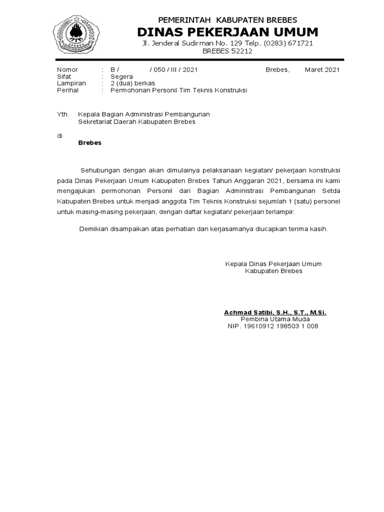 Contoh Surat Permohonan Personil | PDF