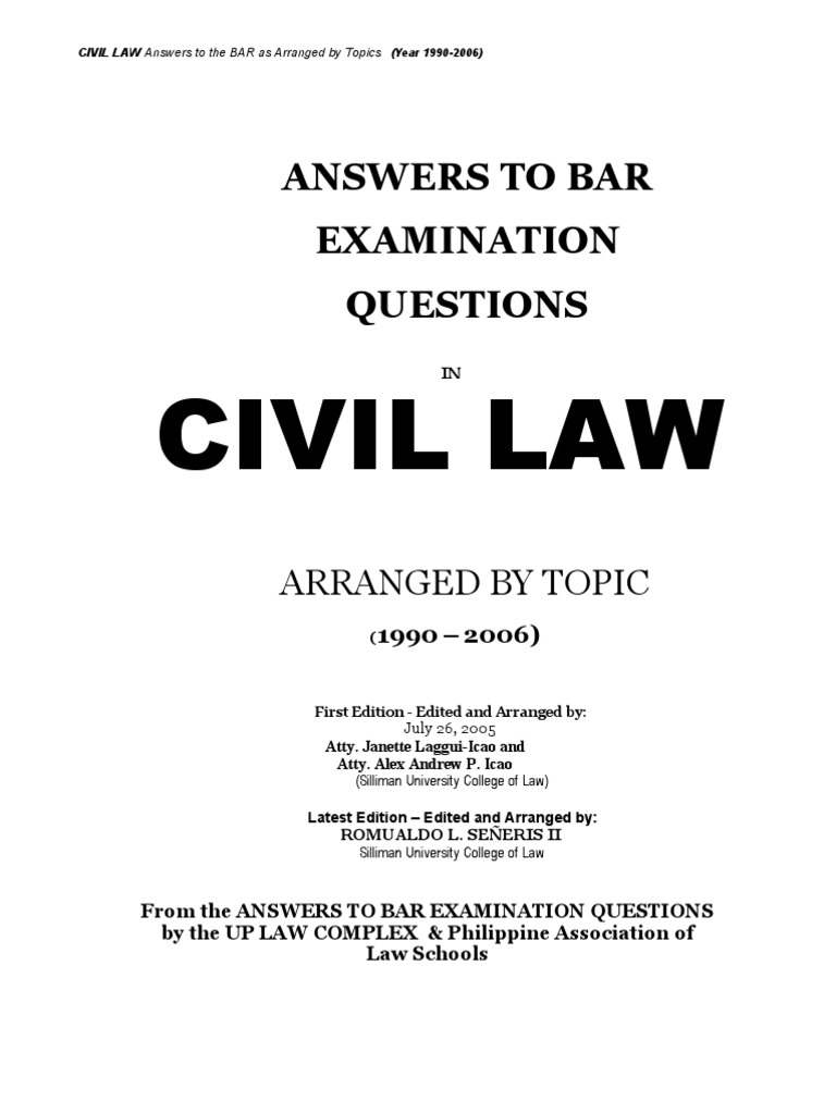 39 209 Suggested Answers in Civil Law Bar Exams 1990 2006 | PDF | Annulment | Marriage