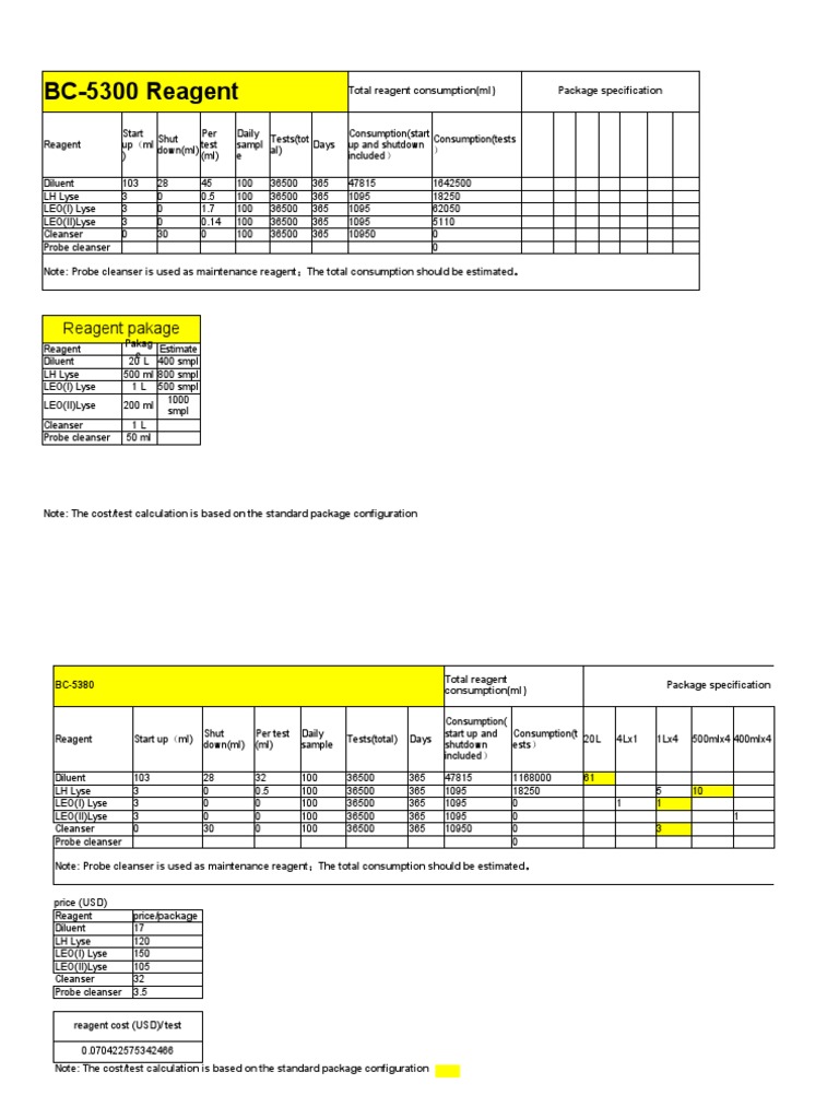 BC-5300/BC-5300 Reagent Cossmp | PDF | Chemistry | Nature
