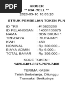 Contoh Struk Token Listrik | PDF