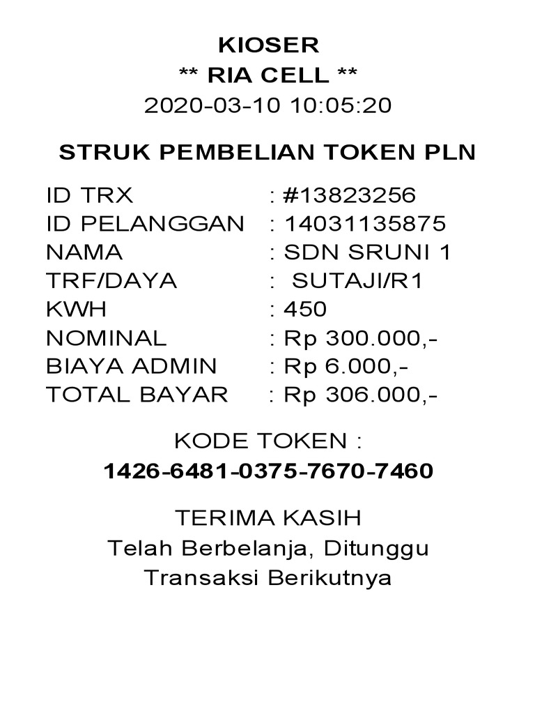 Struk Token Listrik | PDF