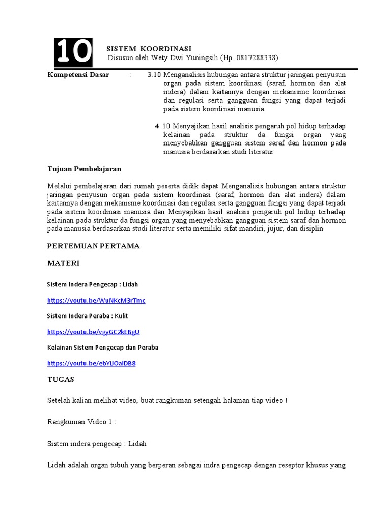 LKPD Indera Lidah Dan Kulit | PDF