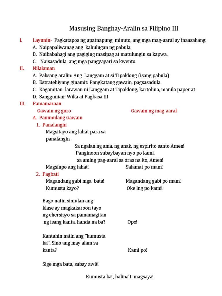 Masusing Aralin Sa Filipino II | PDF