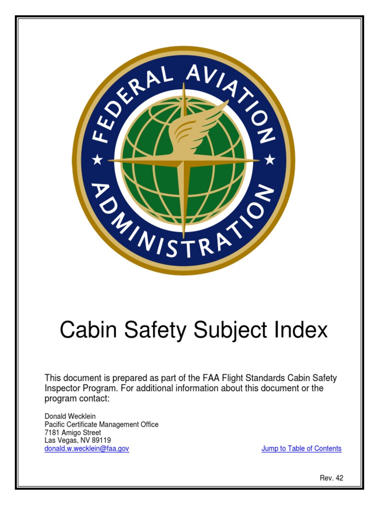 FAA Cabin Safety Subject Index Guide | PDF | Federal Aviation ...