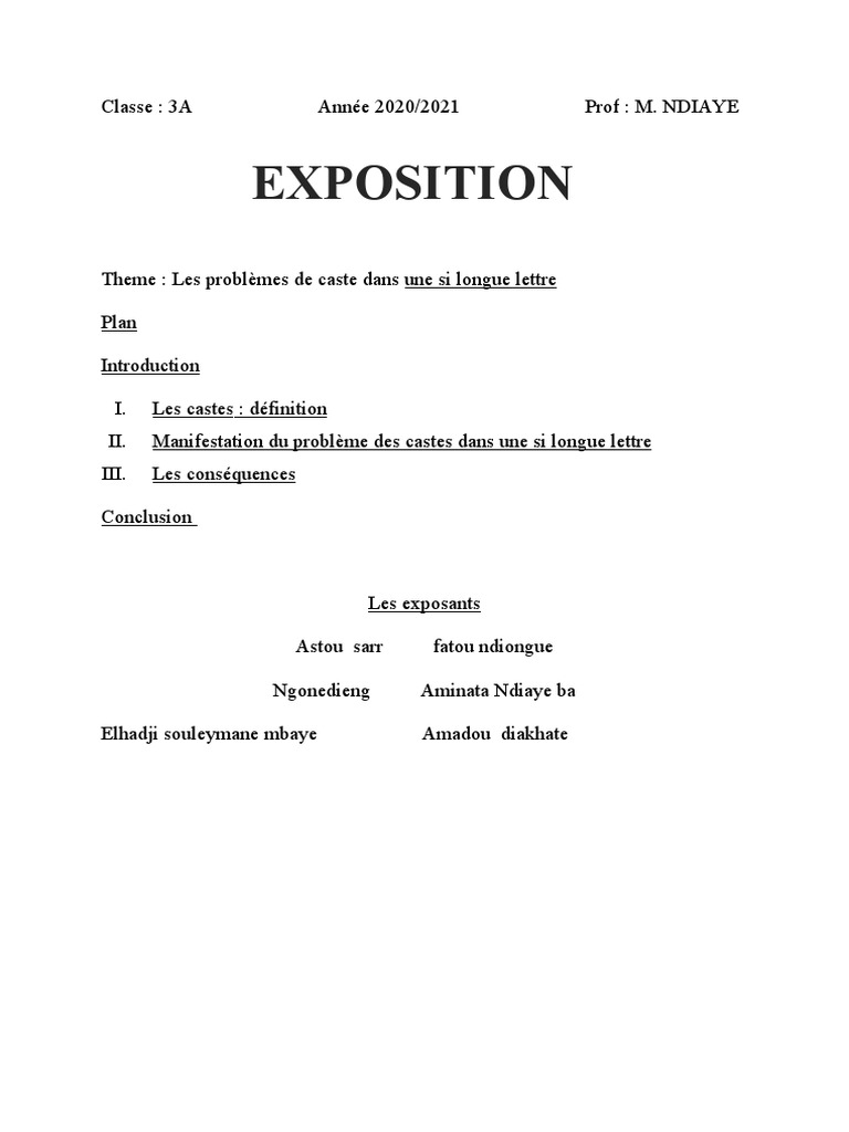 Problèmes de castes dans une si longue lettre | PDF | Mariage