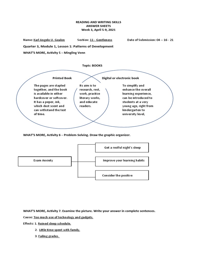 Answer Sheet Template Week 3 | PDF | Books | Human Nature