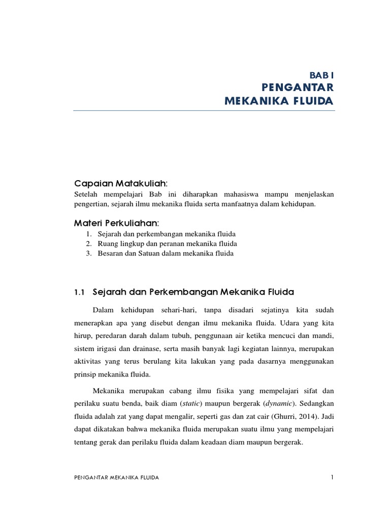 Bab-1 Pengantar Mekanika Fluida | PDF | Sains & Matematika