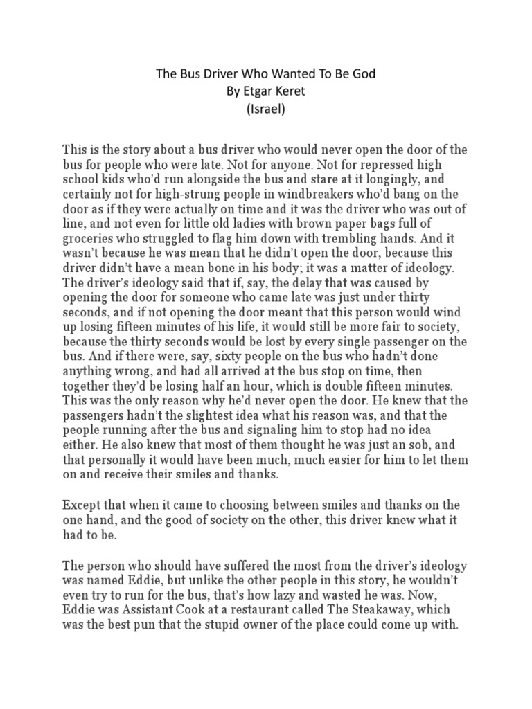 The Bus Driver Who Wanted To Be God | PDF
