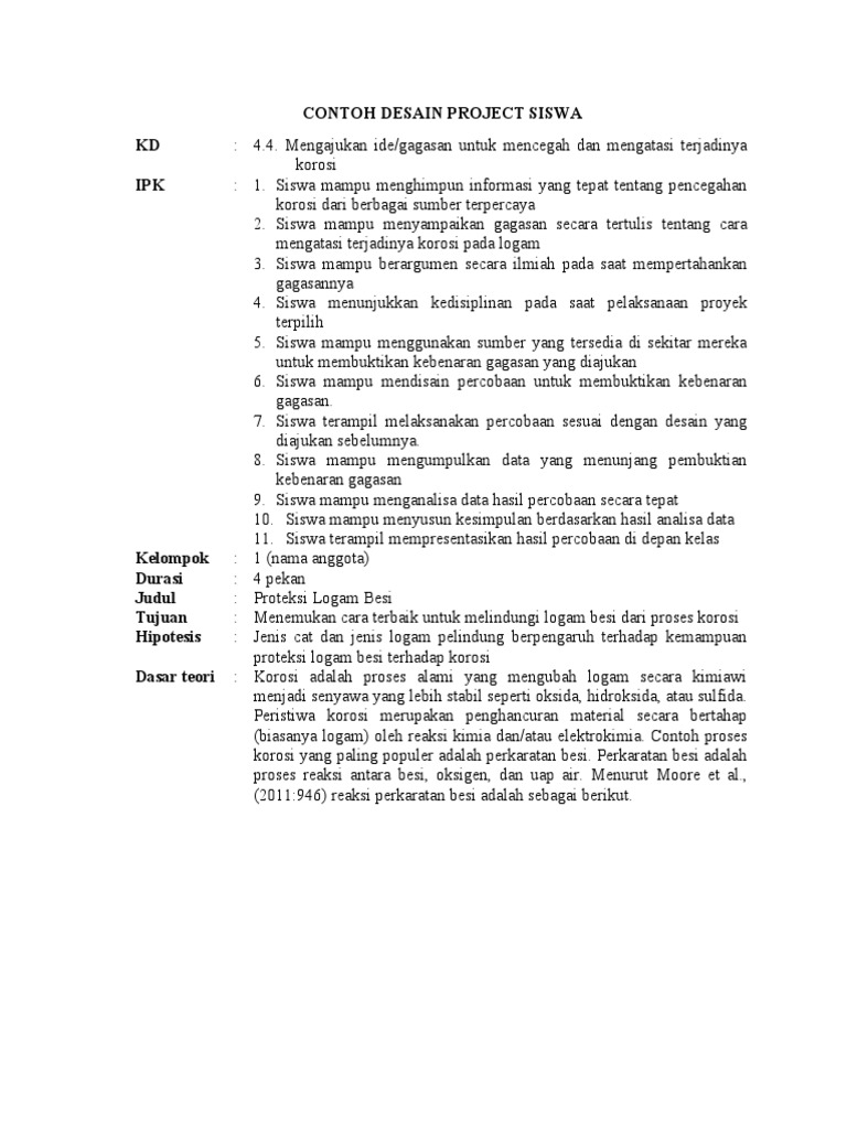 Contoh Desain Project Siswa | PDF | Teknologi & Rekayasa