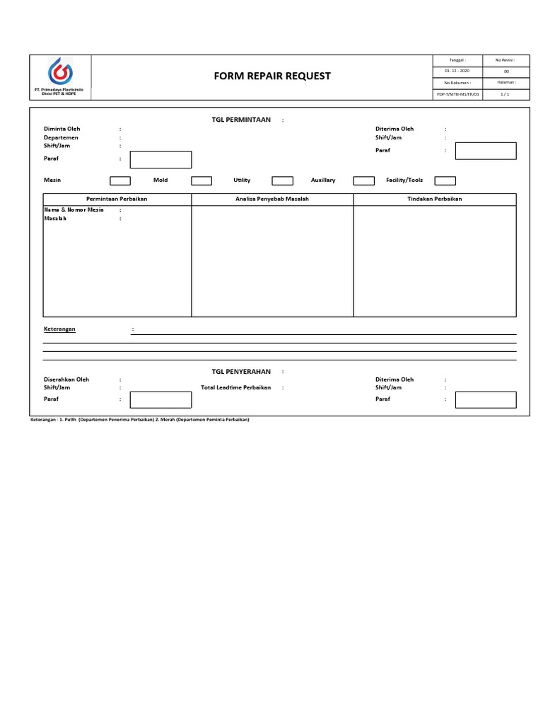 Form Repair Request (RR) | PDF