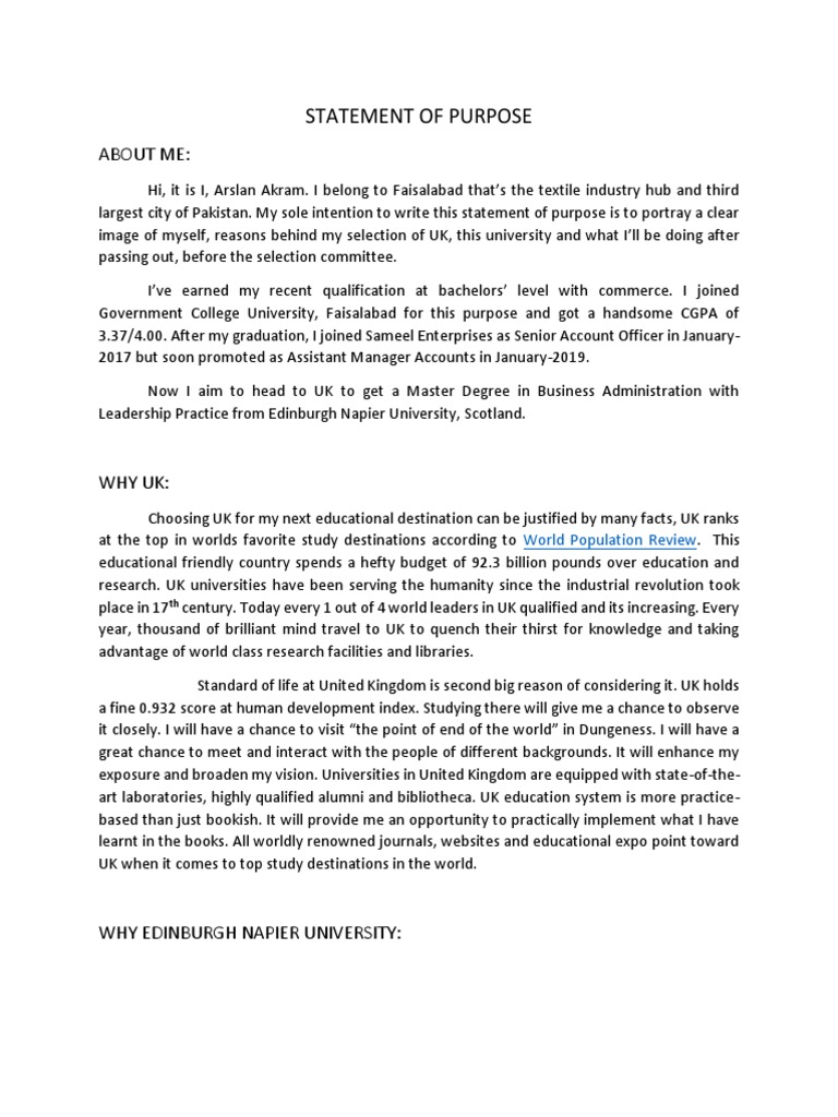 SOP Sample For Students Want To Study Abroad | PDF | Edinburgh | United ...