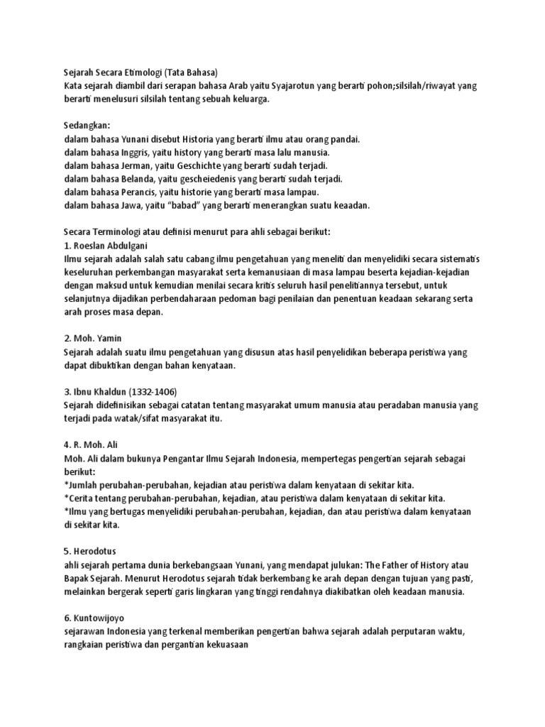 Sejarah Secara Etimologi | PDF