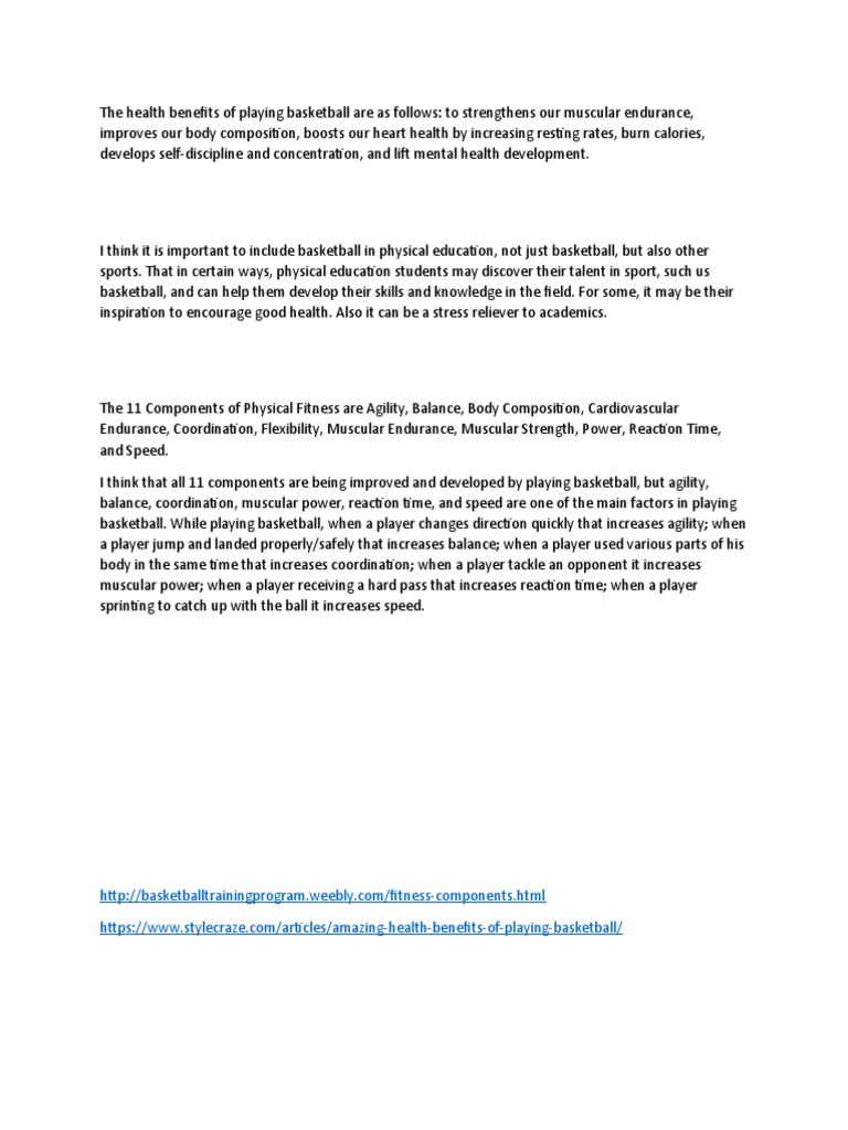 The Health Benefits of Playing Basketball | PDF