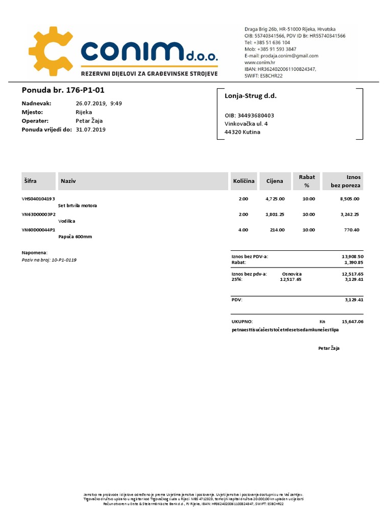 Ponuda 176-P1-01 | PDF