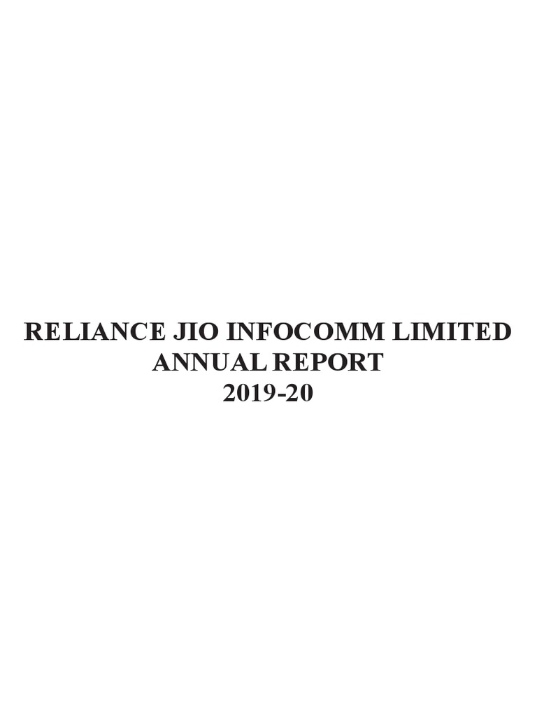 Reliance Jio Infocomm Limited Annual Report 2019-20 | PDF | Mobile ...