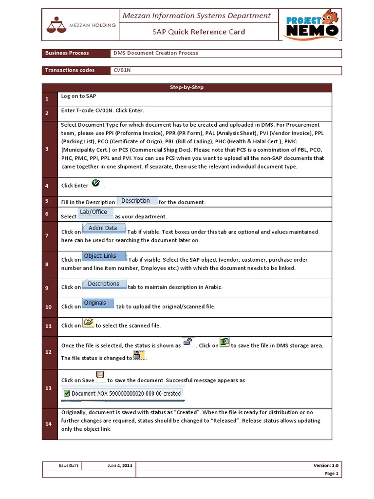 SAP DMS Document Creation Guide | PDF | Software | Computing