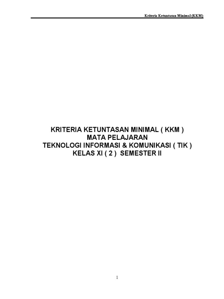 KKM Tik Kelas Xi SMT 2 | PDF