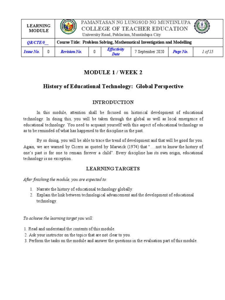 Ict2 - Module1 - Flores Cte3c | PDF | Educational Technology | Personal ...