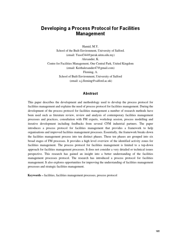 Developing A Process Protocol For Facilities Management | PDF | Risk ...