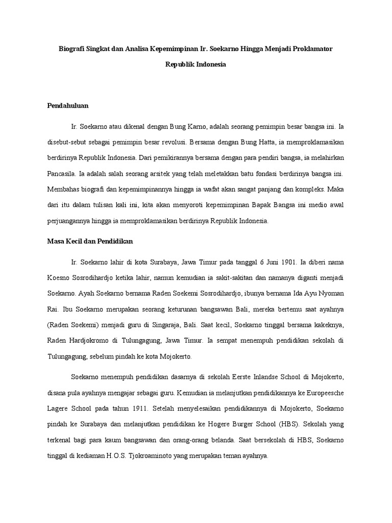 Biografi dan Analisis Kepemimpinan Soekarno | PDF | Agama & Spiritualitas