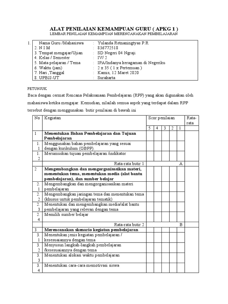 Apkg 1 RPP 1 Penguji 1 | PDF